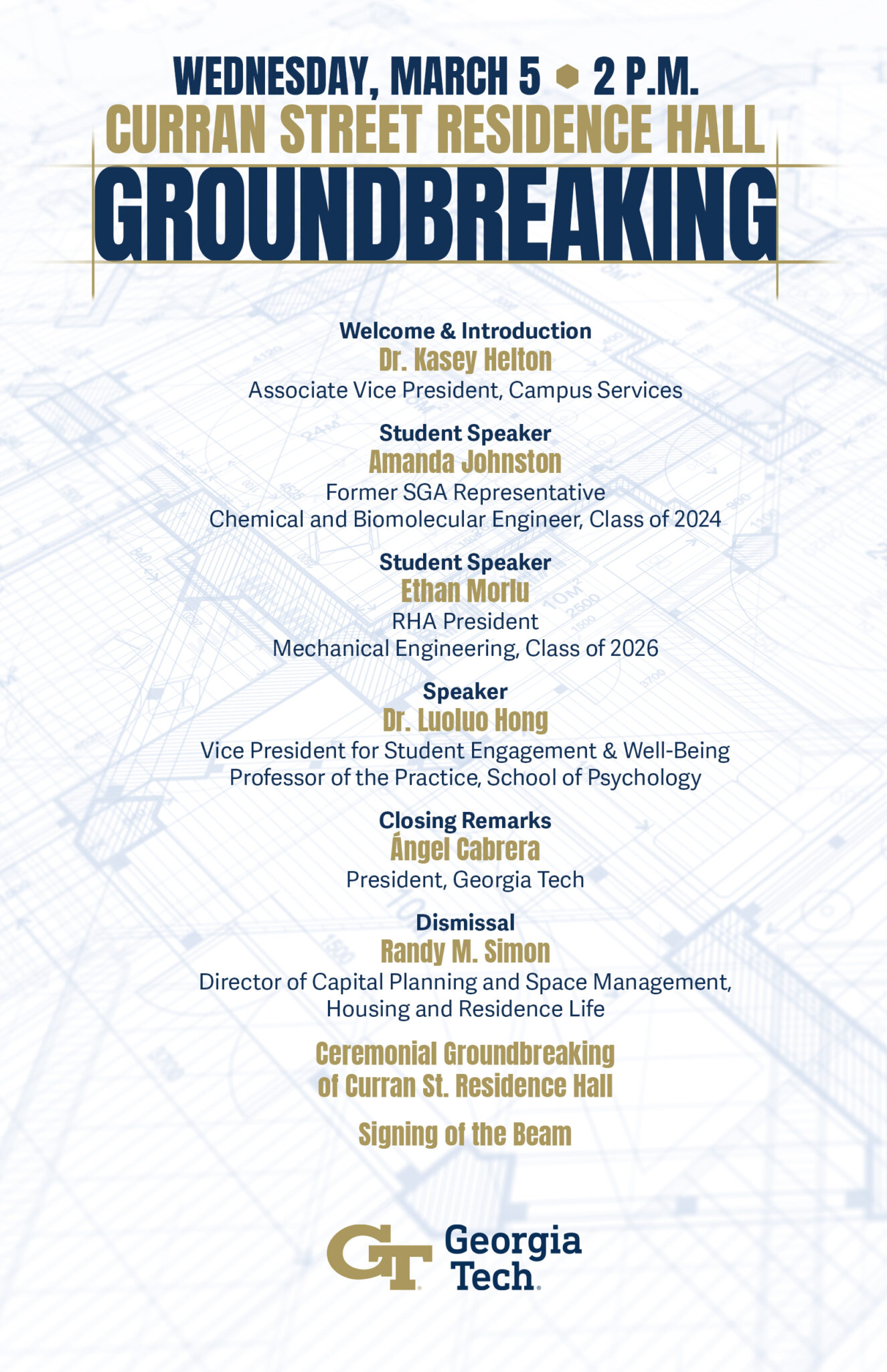 Curran Street Residence Hall Groundbreaking - Georgia Tech: Student Housing