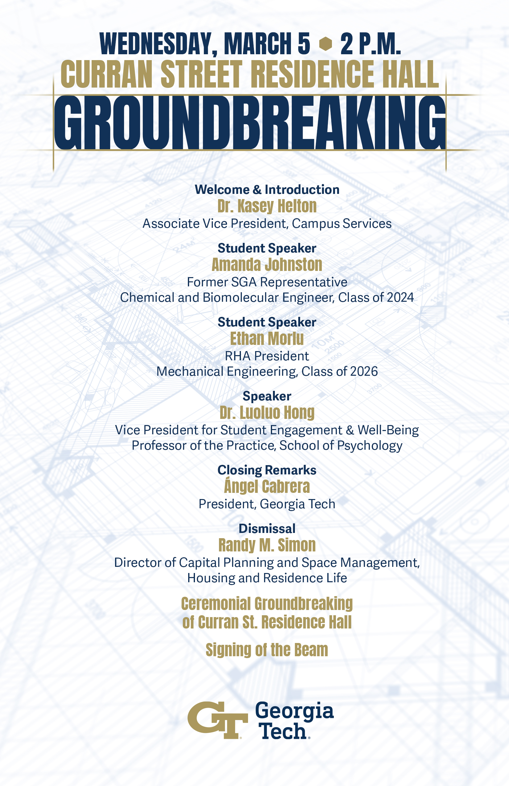 Curran Street Residence Hall Groundbreaking - Georgia Tech: Student Housing